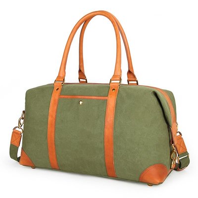 Luggage Vegetable Tan Washable Men'S Leather Canvas Travel Duffle Bag