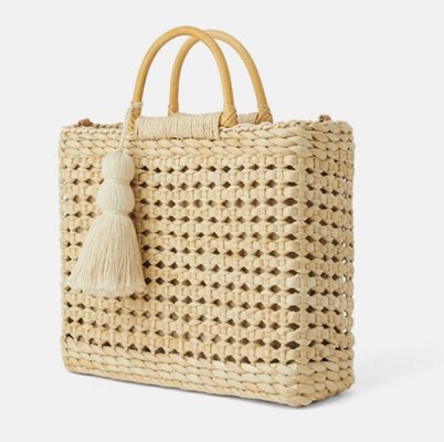 Large Capacity Beach Handbags Rattan Handmade Kintted Travel Bags Handle Bag