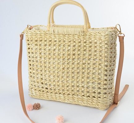 Large Capacity Beach Handbags Rattan Handmade Kintted Travel Bags Handle Bag