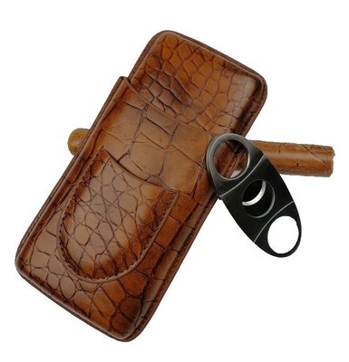 Hot Selling 3 Fingers Type Cigar Leather Case Holder For Sale