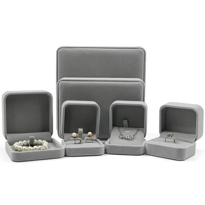 Custom Logo Ring Pendant Bracelet Velvet Jewelry Box Wholesale Jewelry Organizer Gift Boxes For Jewellery