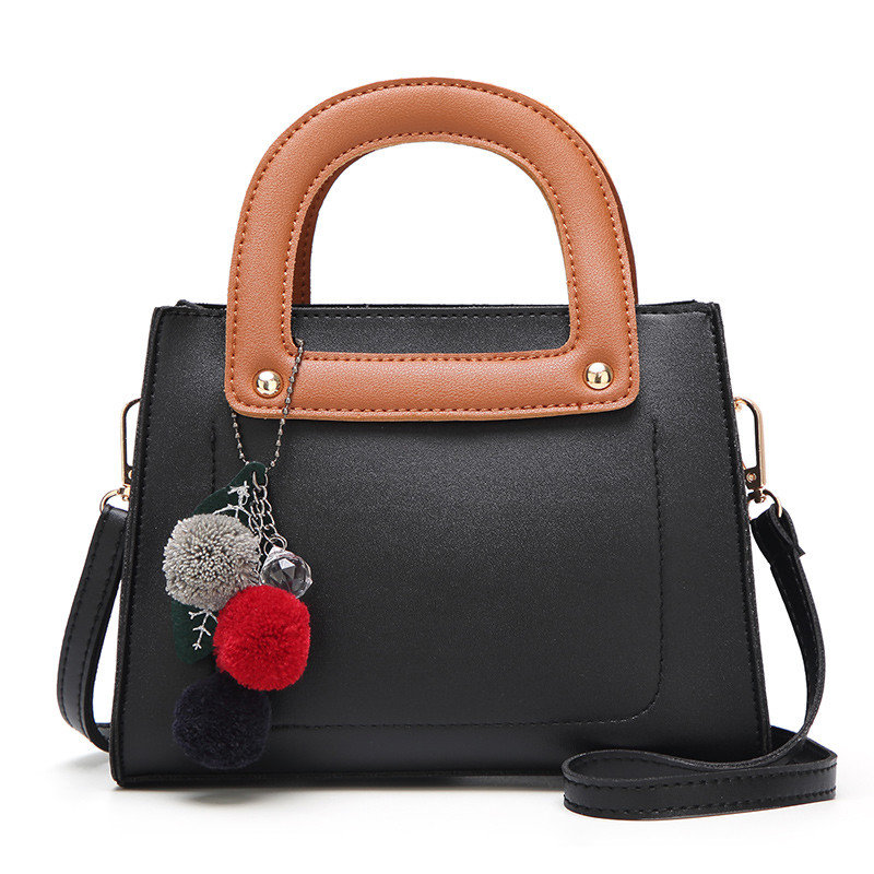 Black Crossbody Soft Handle Pu Shoulder Bag With Scarf Tassel