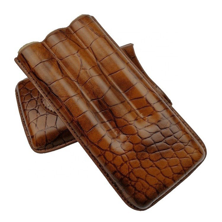 Hot Selling 3 Fingers Type Cigar Leather Case Holder For Sale