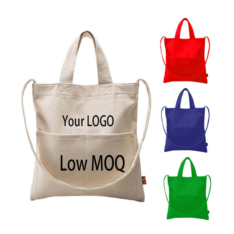 Wholesales Customized Logo Large Capacity Durable Reusable Girls Printed Pattern Cotton Canvas Tote Shopping Bag